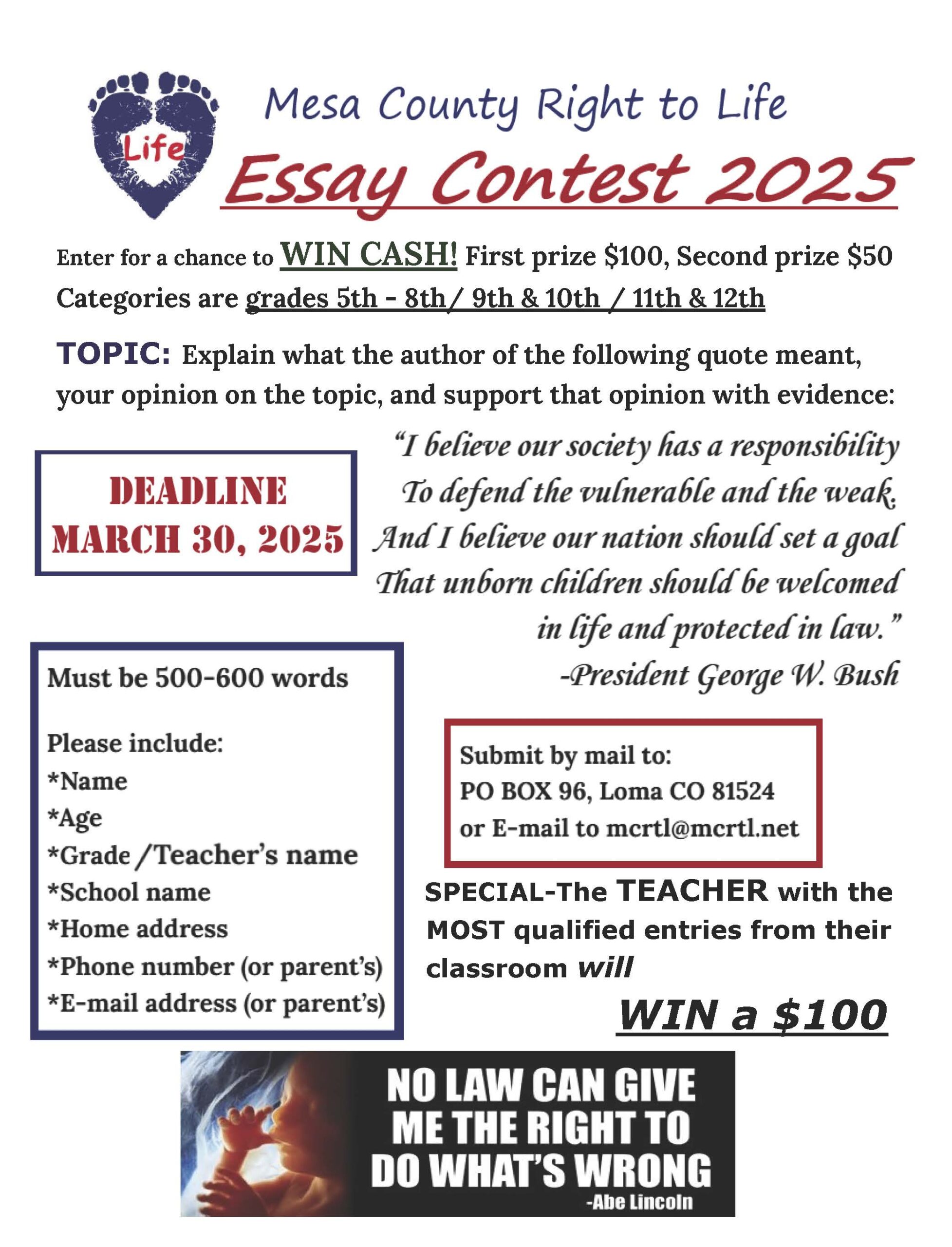 2025 Essay Contest! – Mesa County Right to Life